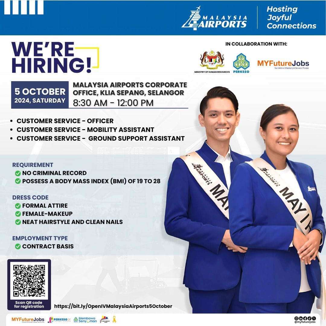 200 kekosongan jawatan Malaysia Airports Holdings Berhad (MAHB)